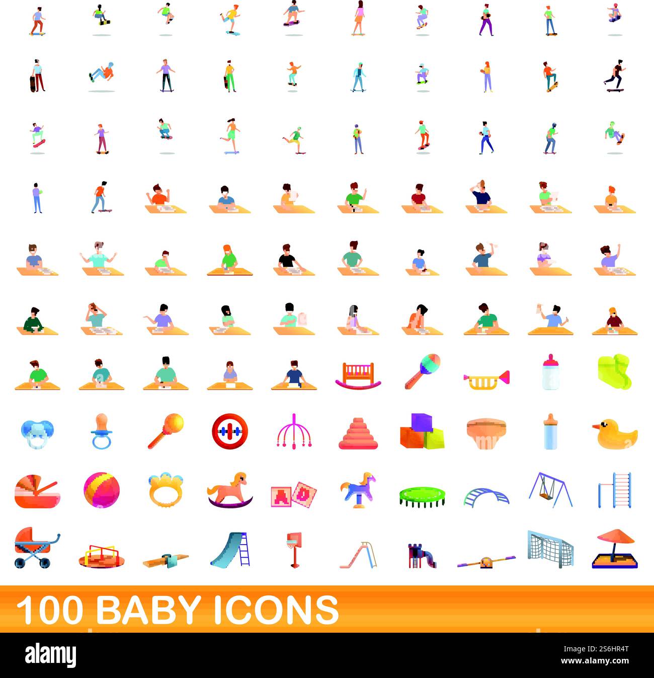 100 baby icons set. Cartoon illustration of 100 baby icons vector set ...