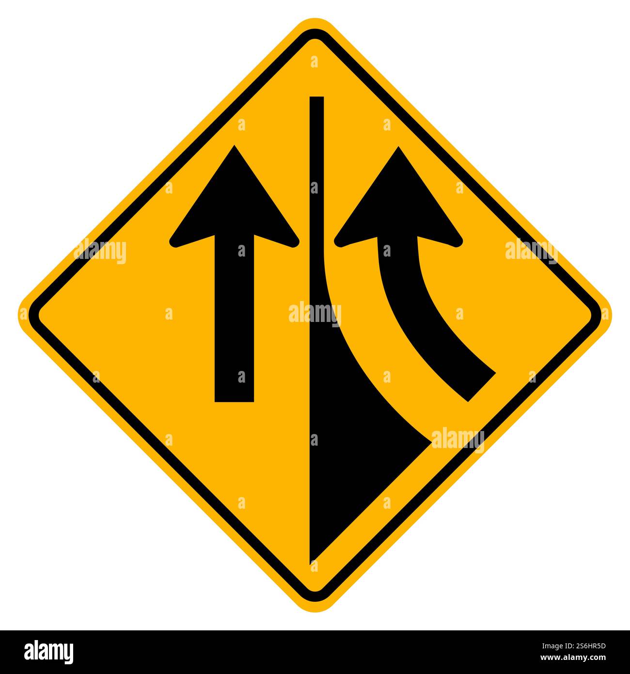 Warning road sign merging from the right Stock Vector Image & Art - Alamy