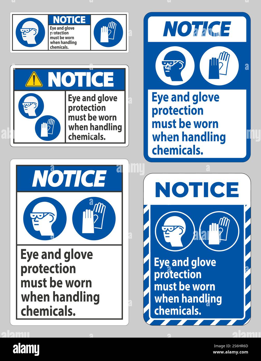 Notice Sign Eye And Glove Protection Must Be Worn When Handling Chemicals Stock Vector Image ...