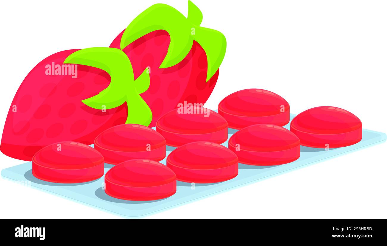 Strawberry cough drops icon. Cartoon of Strawberry cough drops vector ...