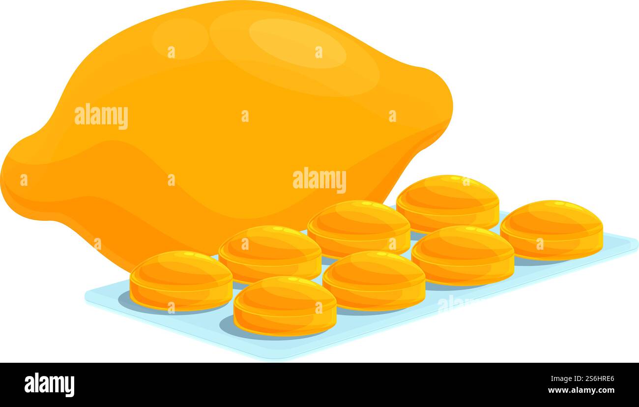 Exotic lemon cough drops icon. Cartoon of Exotic lemon cough drops ...