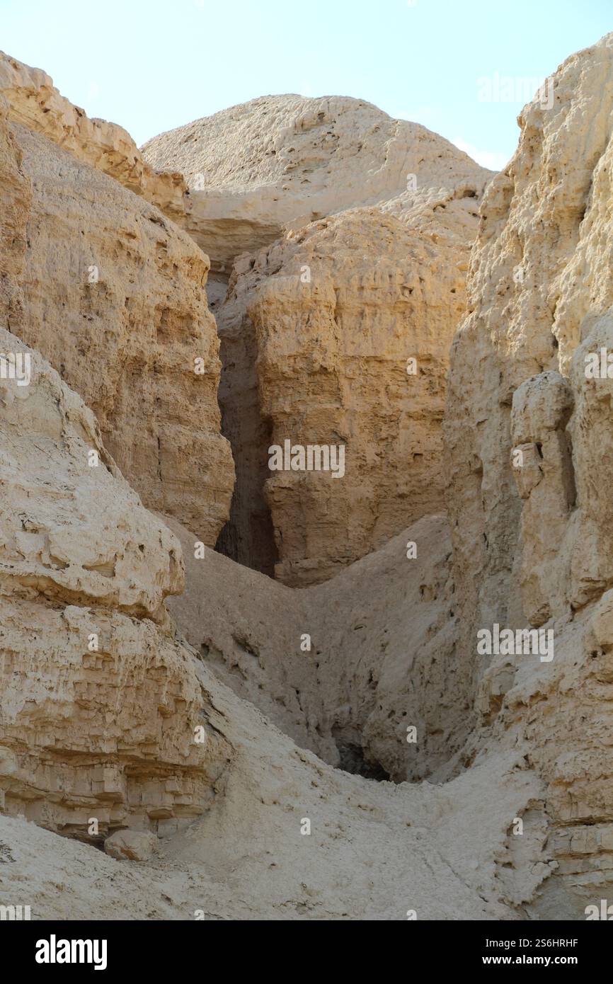 Marl stone formations. Eroded cliff made of marl. Marl is a calcium ...