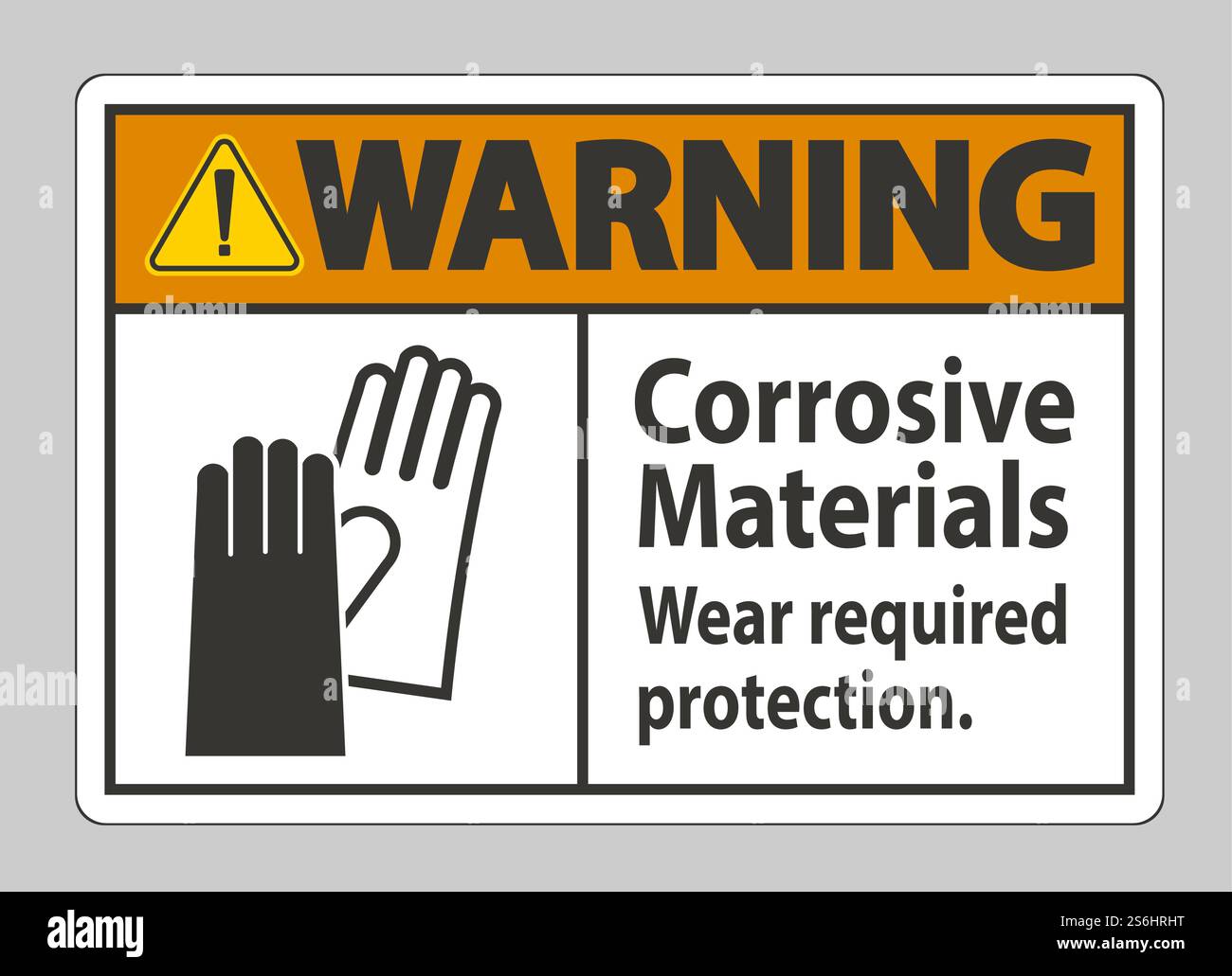 Warning Sign Corrosive Materials, Wear Required Protection Stock Vector ...