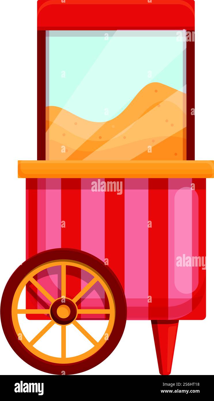 Outdoor popcorn cart icon. Cartoon of Outdoor popcorn cart vector icon ...