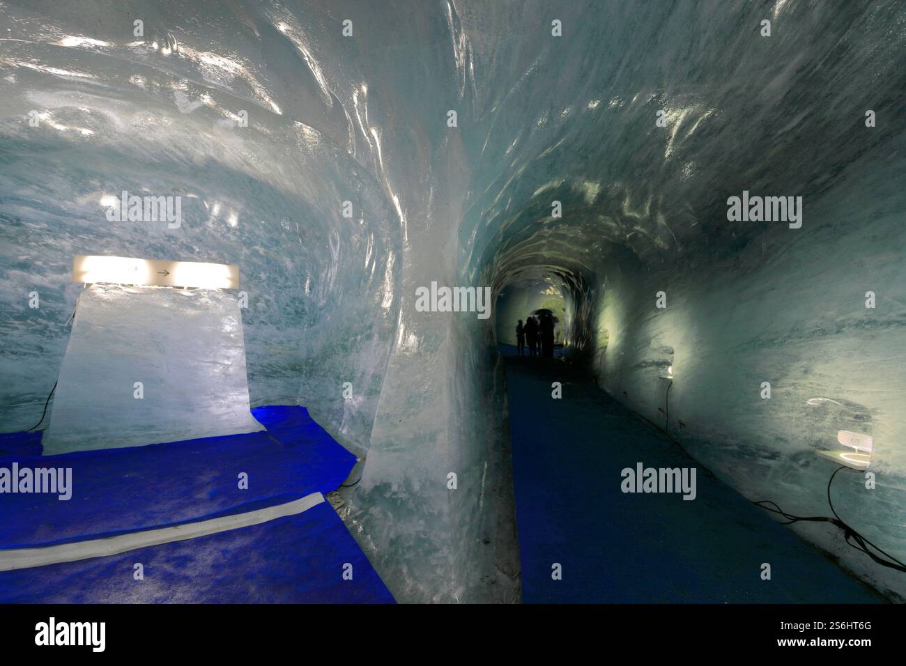 Illuminated ice cave inside the Mer de Glace glacier, Montenvers ...