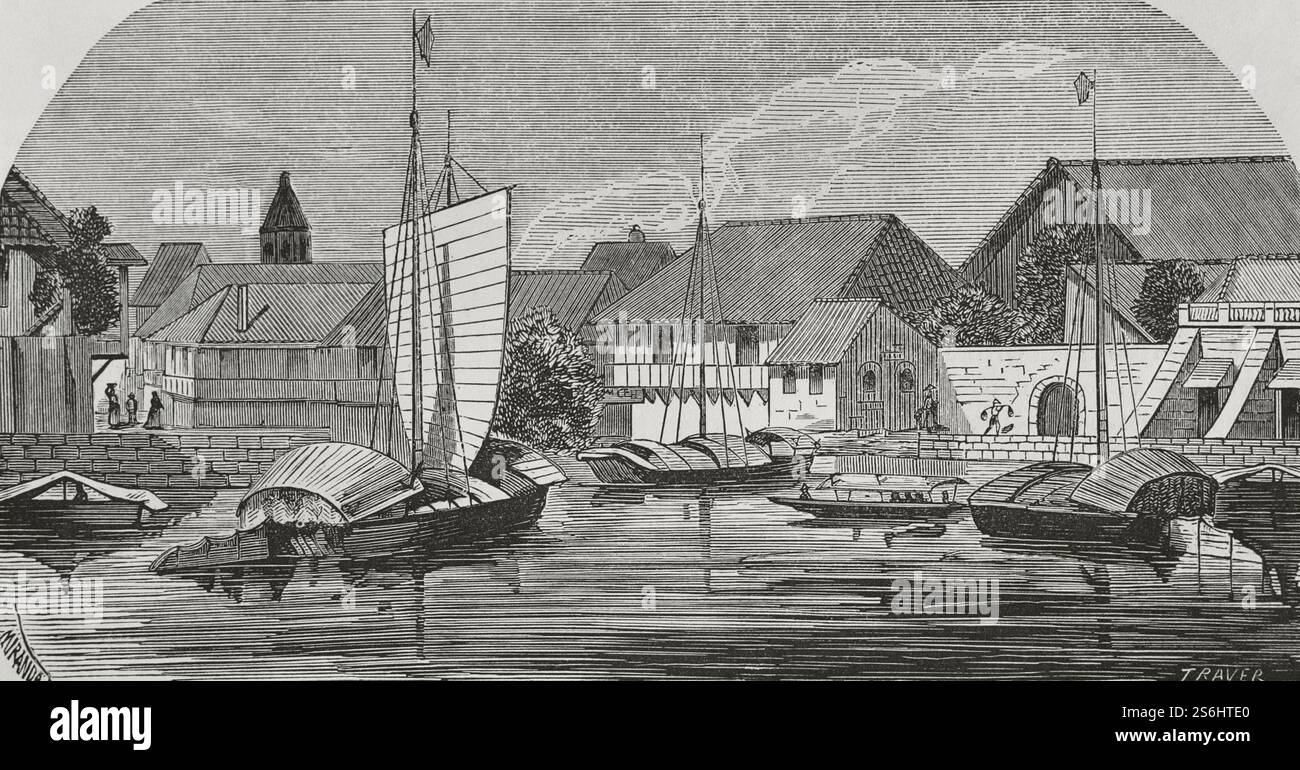 Manila, Luzon island, Philippines. Binondo district. Illustration by ...