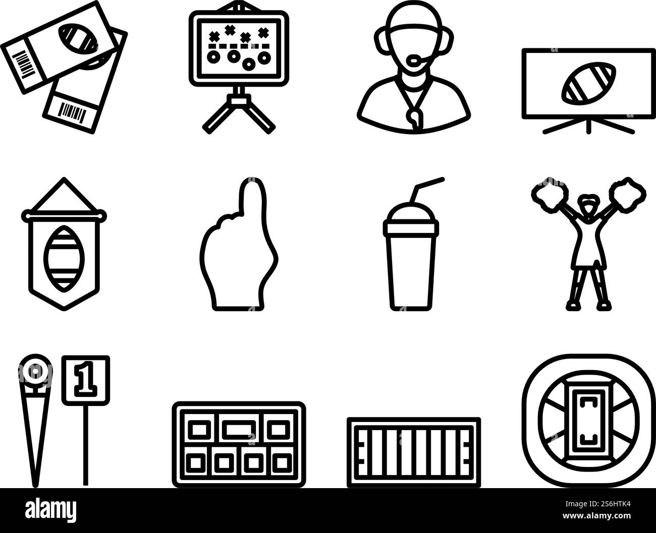 Football Icon Set. Editable Bold Outline Design. Vector Illustration ...