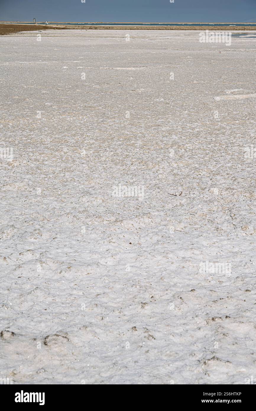Salt flats - the salt deposits are caused by water evaporation and the ...