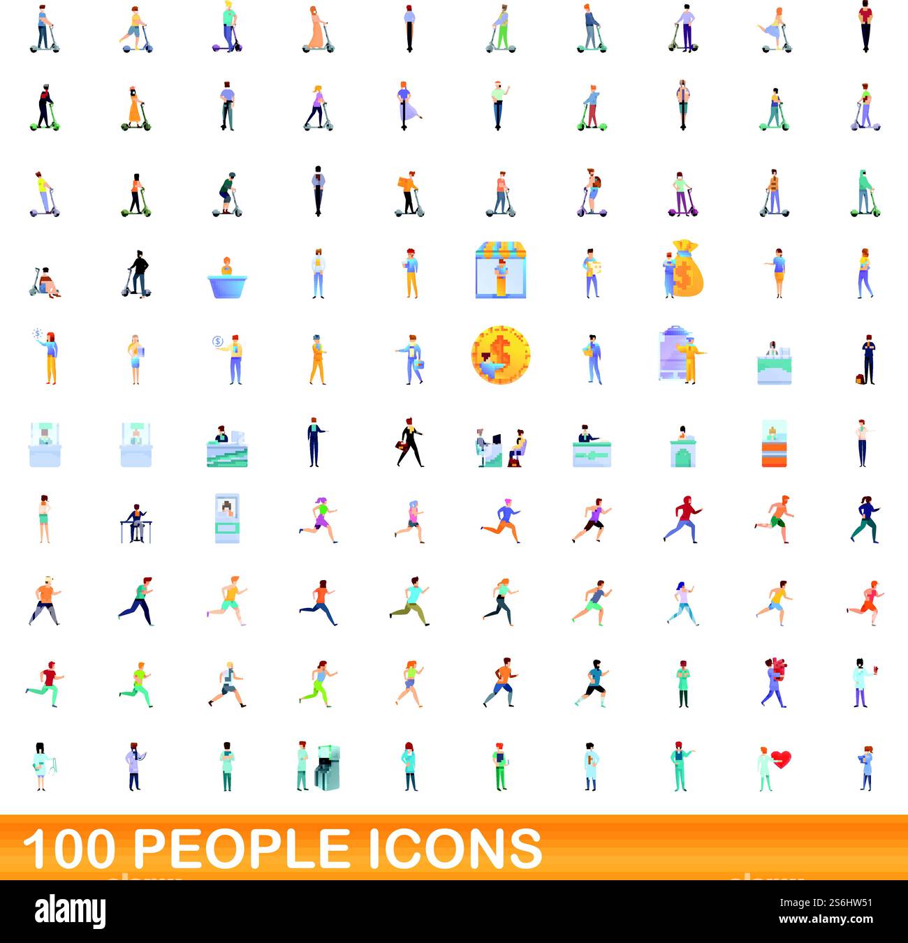 100 people icons set. Cartoon illustration of 100 people icons vector ...