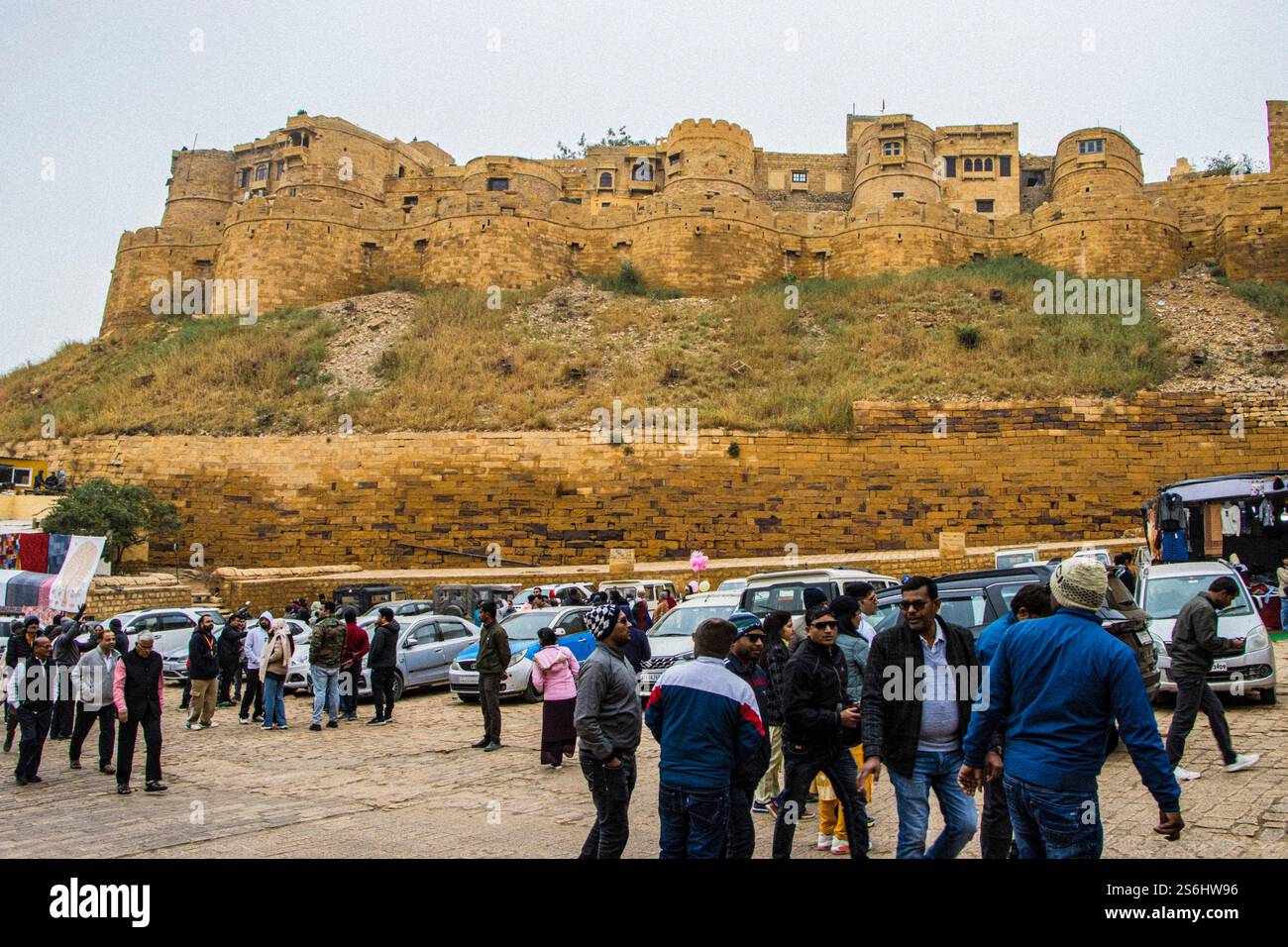 The exterior of Jaisalmer Fort, aka Sonar Quila or the Golden Fort, is ...
