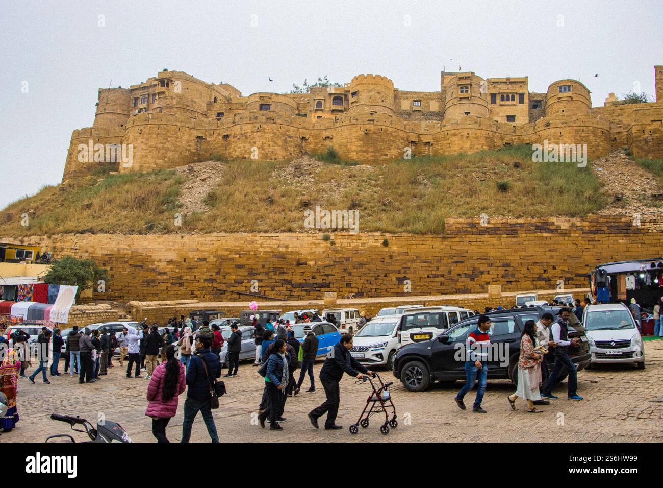 The exterior of Jaisalmer Fort, aka Sonar Quila or the Golden Fort, is ...
