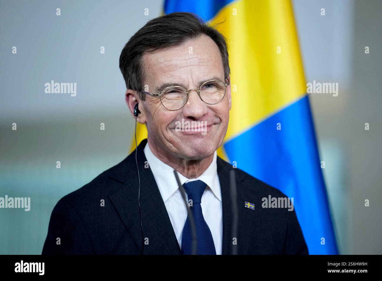 Sweden's Prime Minister Ulf Kristersson attends a joint press ...