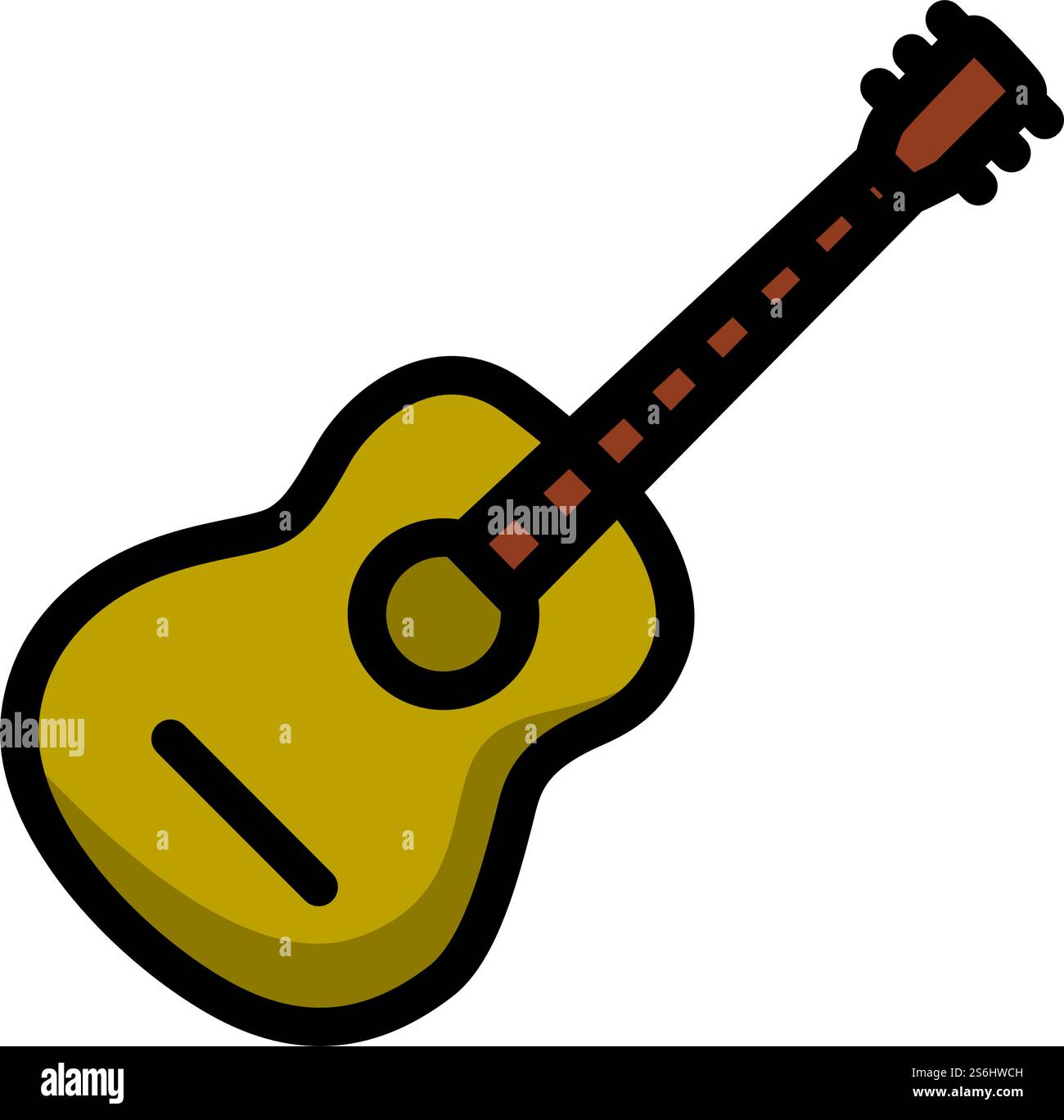 Acoustic Guitar Icon. Editable Bold Outline With Color Fill Design ...