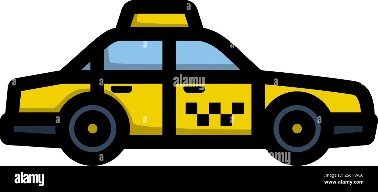 Taxi Car Icon. Editable Bold Outline With Color Fill Design. Vector ...