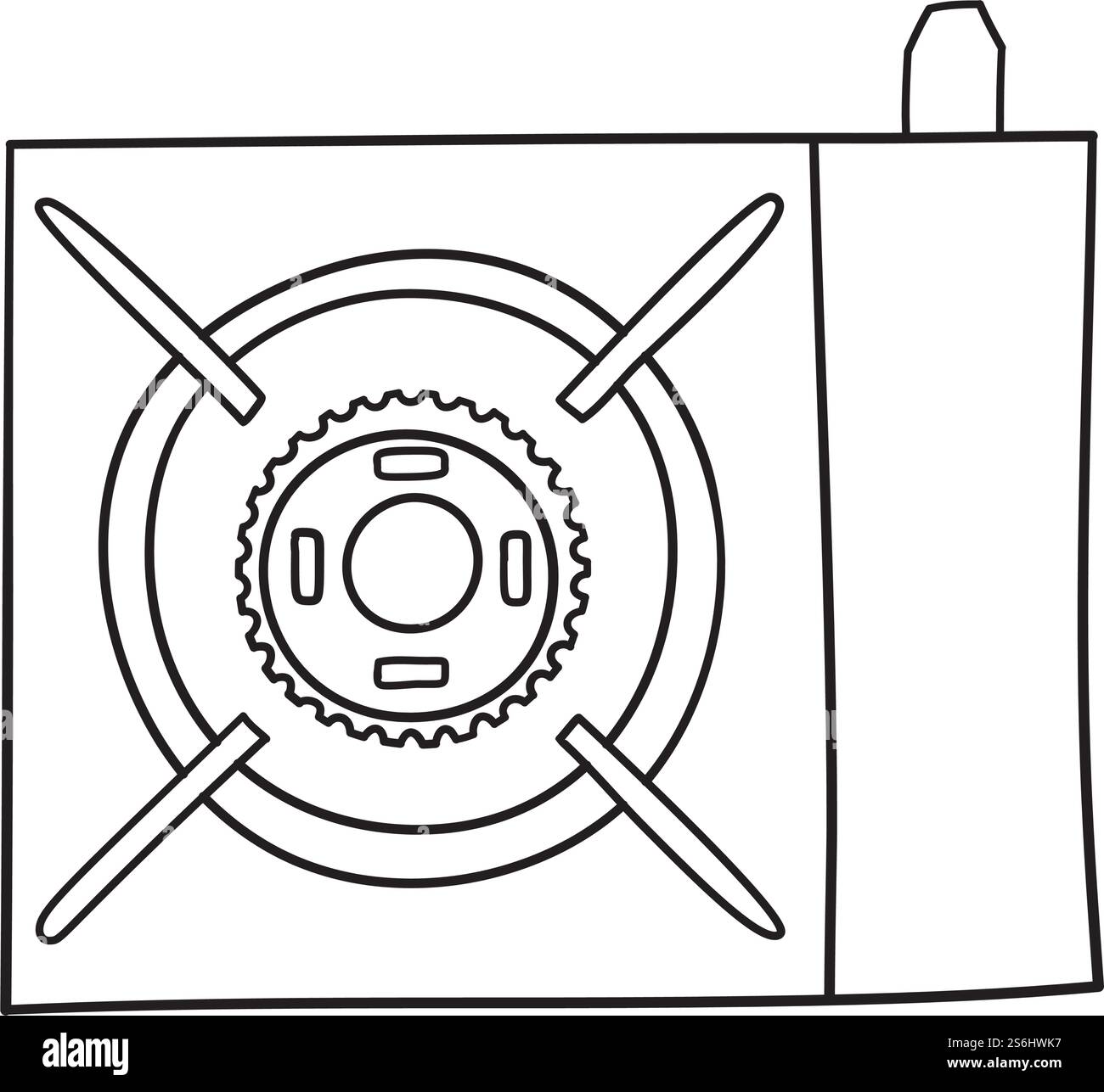 Icon Of Camping Gas Burner Stove. Hand Drawn Sketch Design. Vector ...