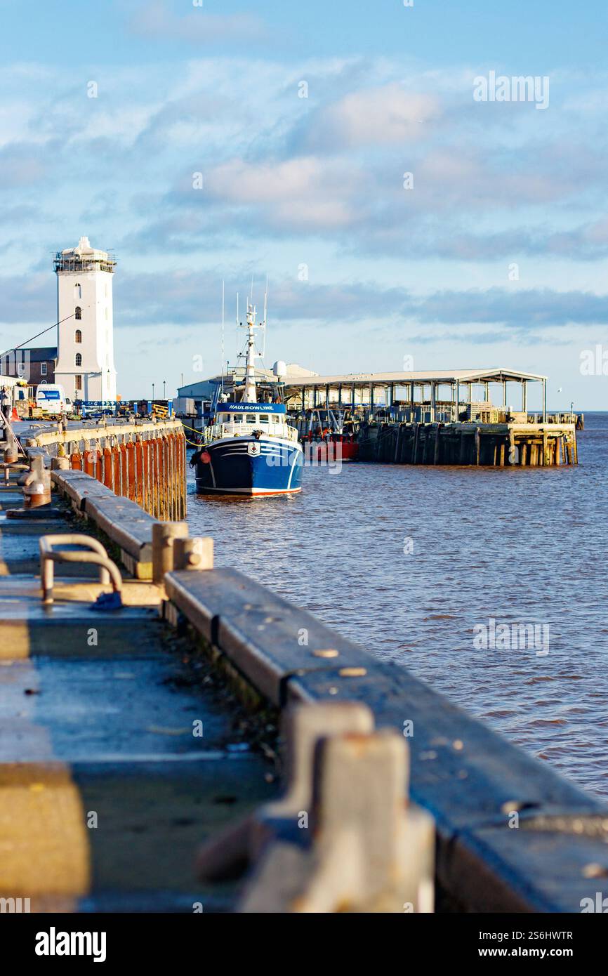 fishing boats and lighthouse fish quay union quay Tynemouth north ...