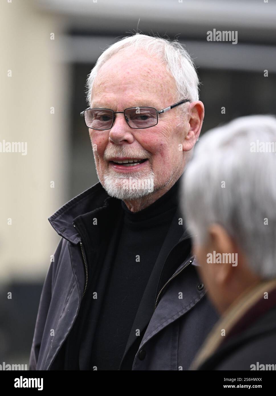 Somerset, UK. January 17th, 2025. Bob Harris attending the funeral of ...