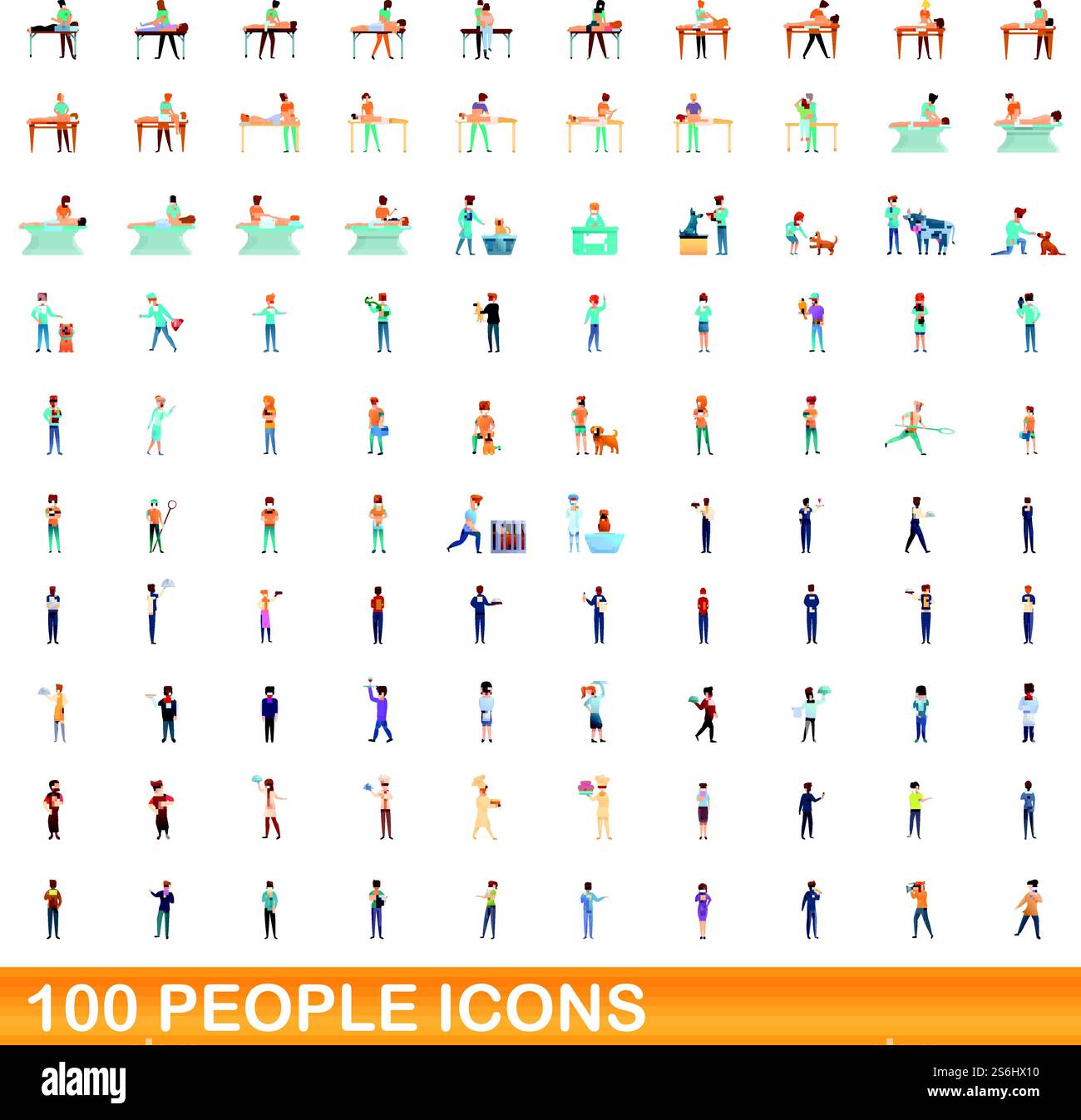 100 people icons set. Cartoon illustration of 100 people icons vector ...