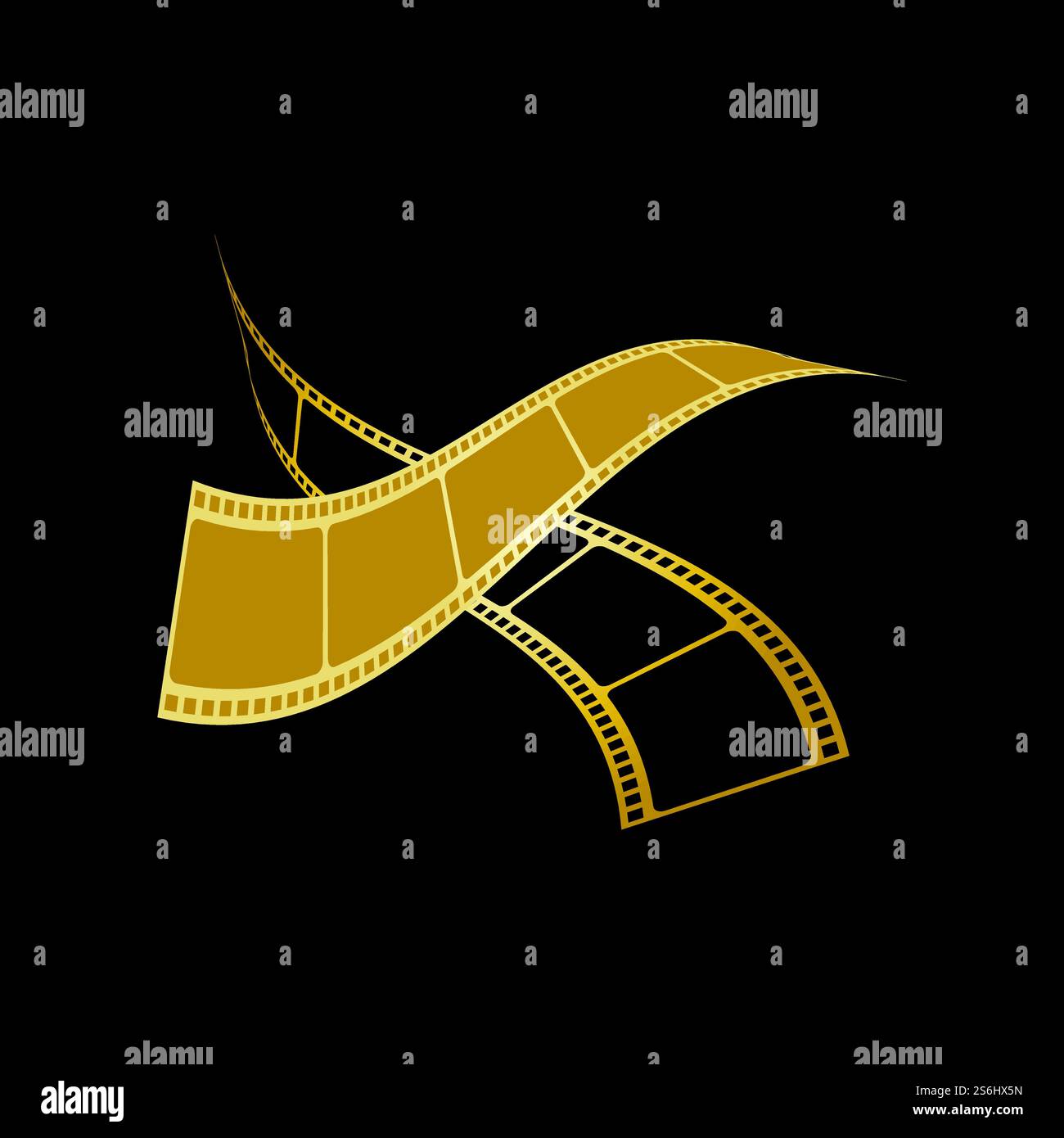 GOLDEN FILM STRIP ISOLATED ON BLACK BACKGROUND VECTOR ILLUSTRATION ...