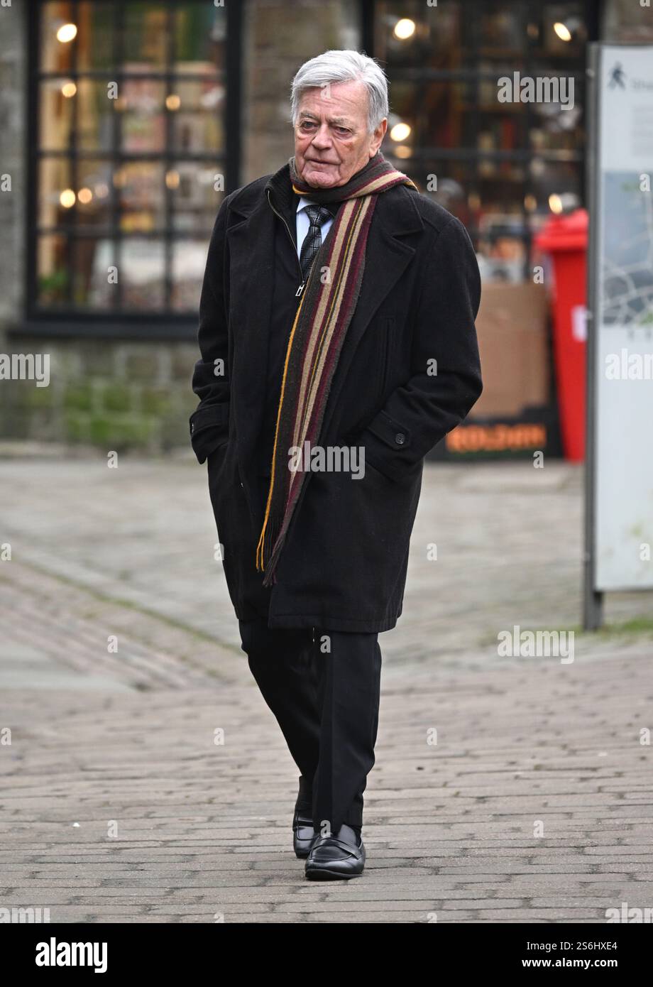 Somerset, UK. January 17th, 2025. Tony Blackburn attending the funeral ...