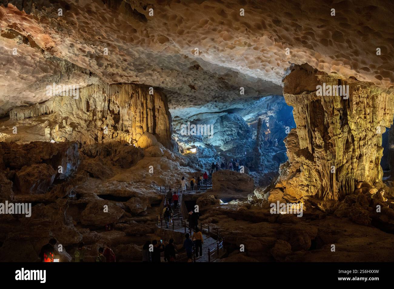 The massive Hang Sung Sot cave of the Halong Bay in Vietnam Asia Stock Photo - Alamy