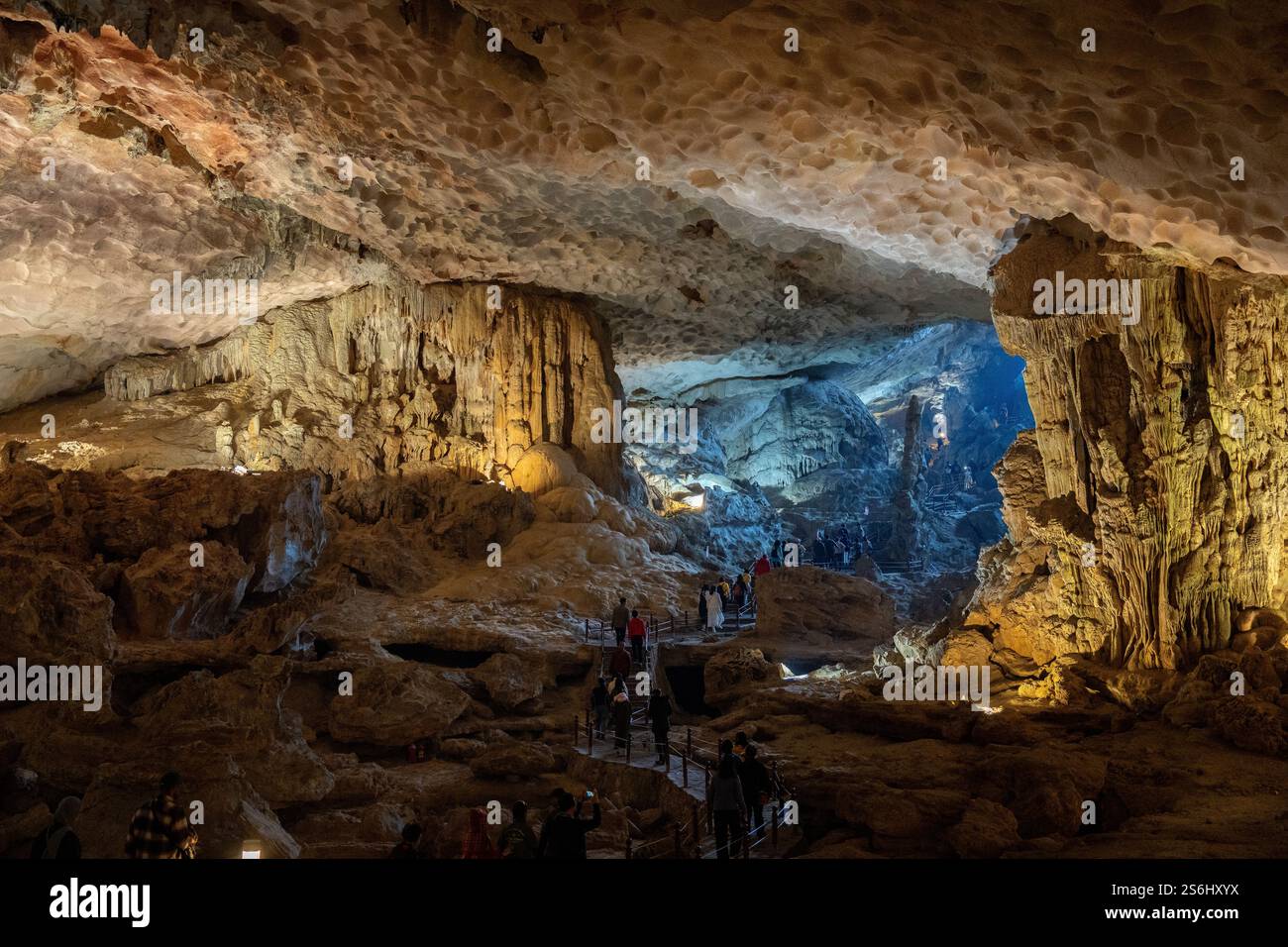 The massive Hang Sung Sot cave of the Halong Bay in Vietnam Asia Stock Photo - Alamy