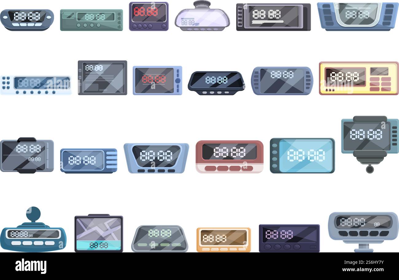 Taximeter icons set. Cartoon set of taximeter vector icons for web ...