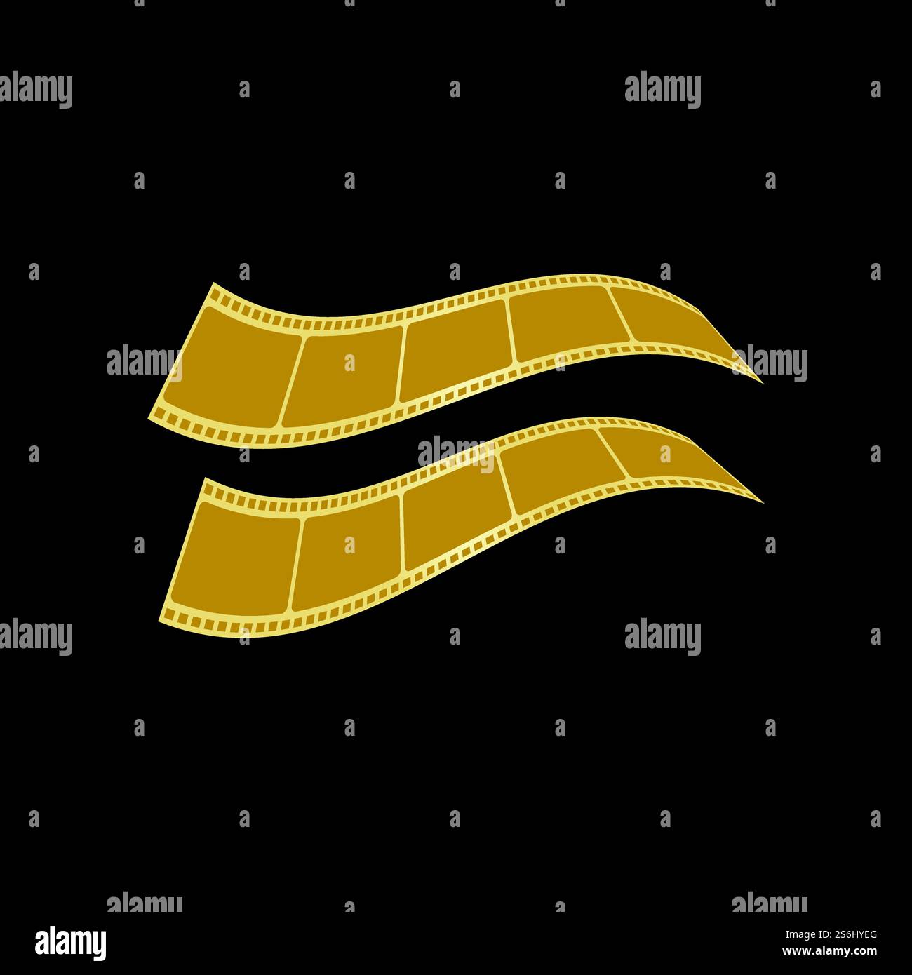 GOLDEN FILM STRIP ISOLATED ON BLACK BACKGROUND VECTOR ILLUSTRATION ...