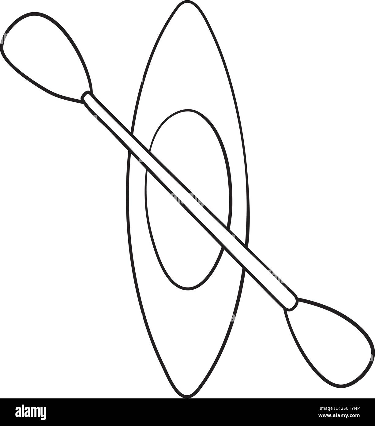 Icon Of Kayak And Paddle. Hand Drawn Sketch Design. Vector Illustration ...