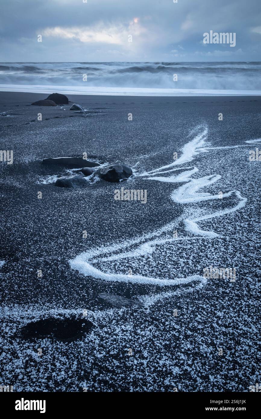 View of the basaltic columns and Reynisdrangar at Reynisfjara beach ...