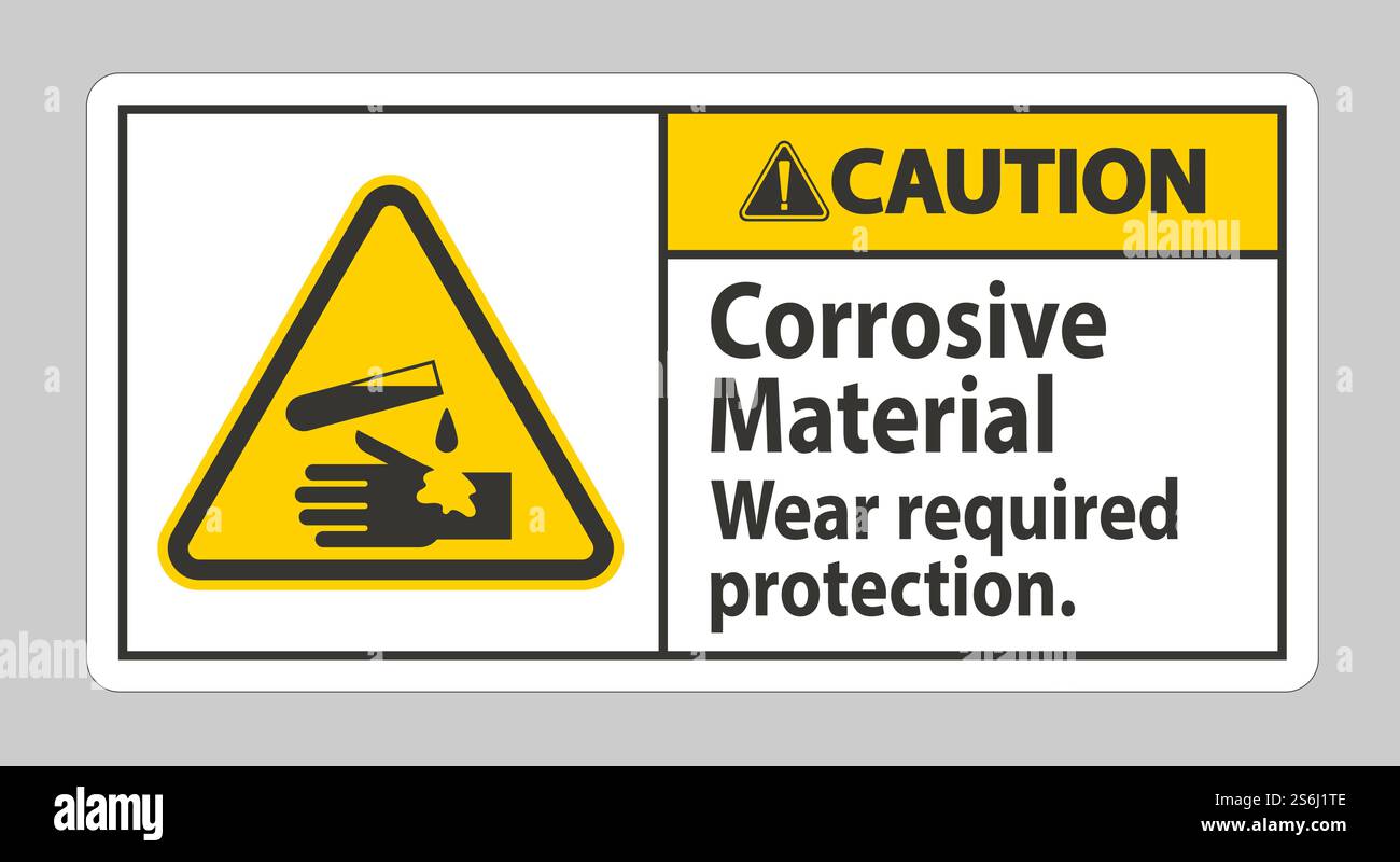 Caution Sign Corrosive Materials,Wear Required Protection Stock Vector ...