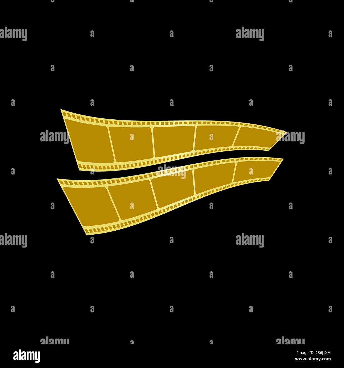 GOLDEN FILM STRIP ISOLATED ON BLACK BACKGROUND VECTOR ILLUSTRATION ...