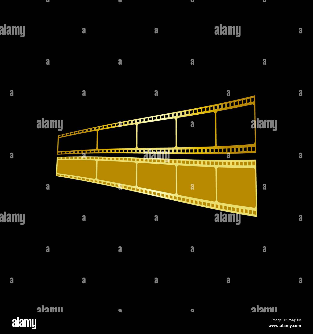 GOLDEN FILM STRIP ISOLATED ON BLACK BACKGROUND VECTOR ILLUSTRATION ...