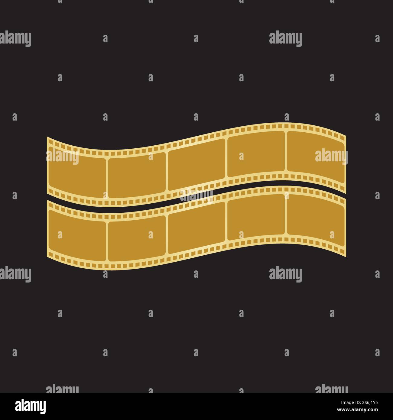GOLDEN FILM STRIP ISOLATED ON BLACK BACKGROUND VECTOR ILLUSTRATION ...