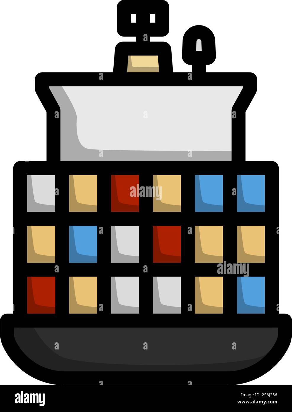 Container Ship Icon. Editable Bold Outline With Color Fill Design ...