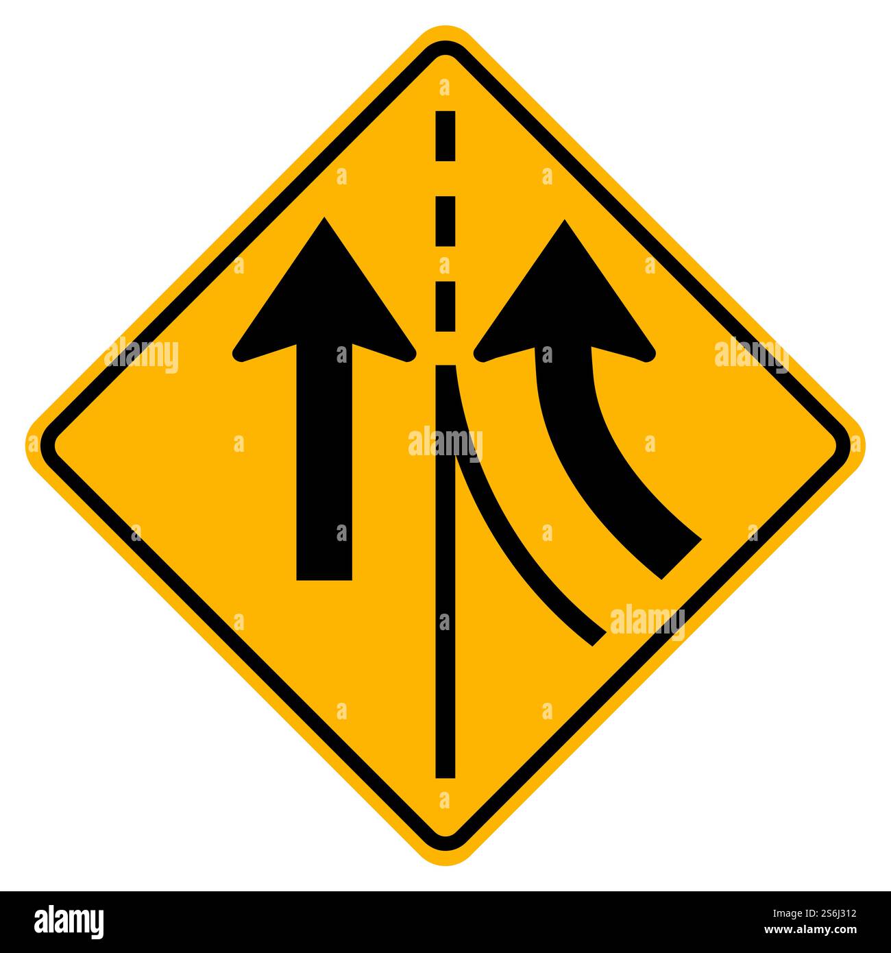 Warning traffic sign merging Right lane Stock Vector Image & Art - Alamy