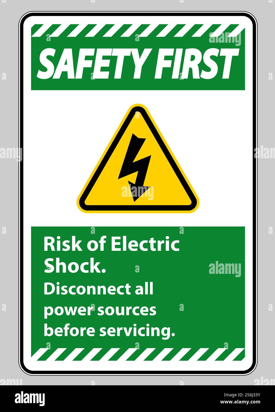 Safety first Risk of electric shock Symbol Sign Isolate on White ...