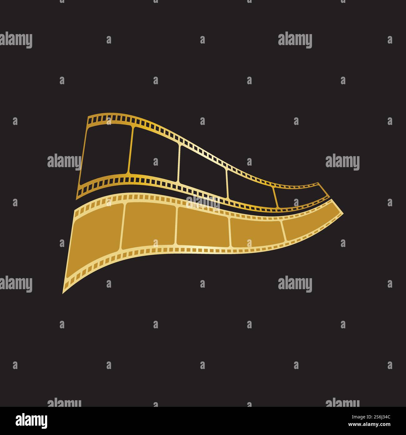 GOLDEN FILM STRIP ISOLATED ON BLACK BACKGROUND VECTOR ILLUSTRATION ...