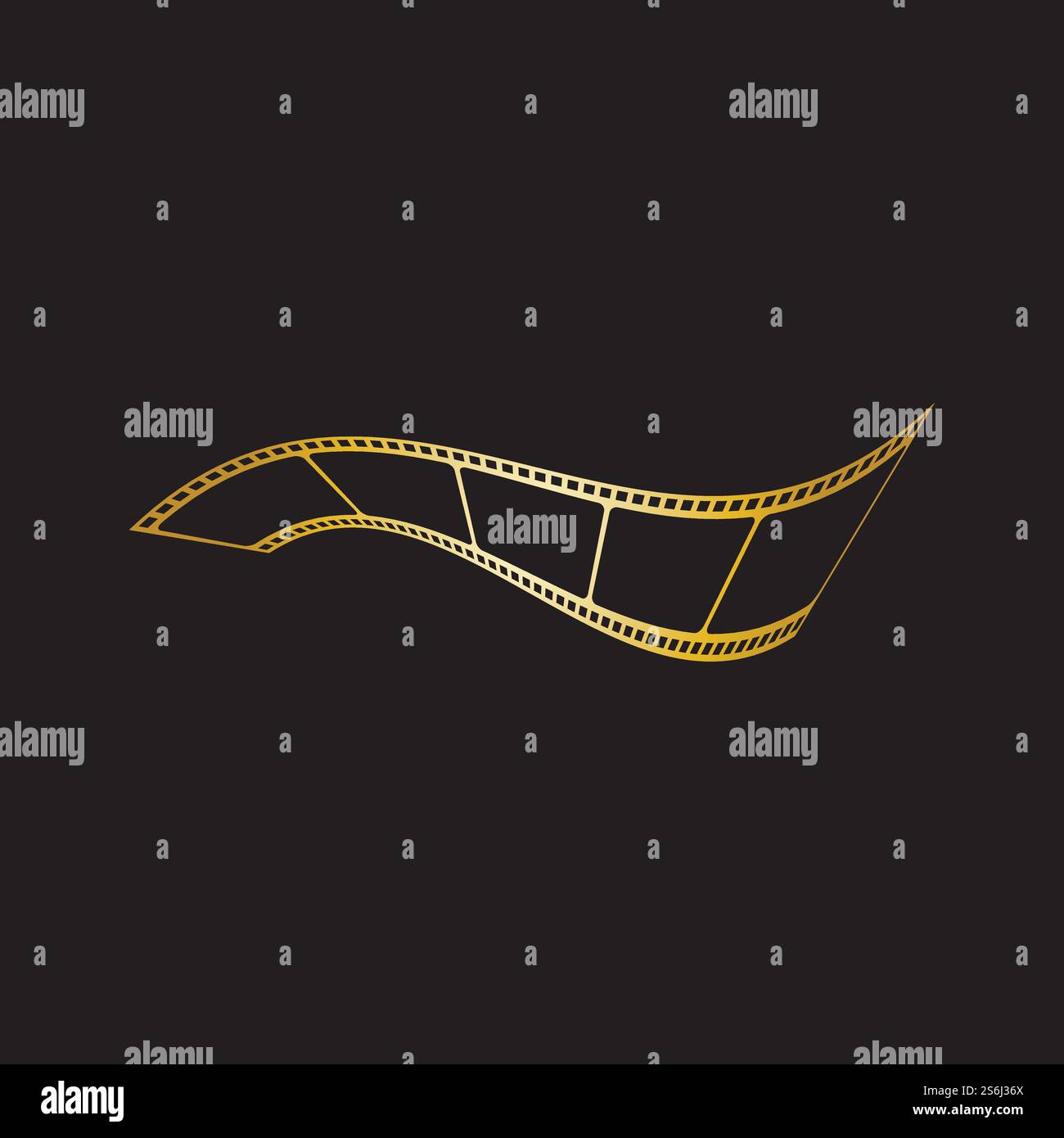 GOLDEN FILM STRIP ISOLATED ON BLACK BACKGROUND VECTOR ILLUSTRATION ...