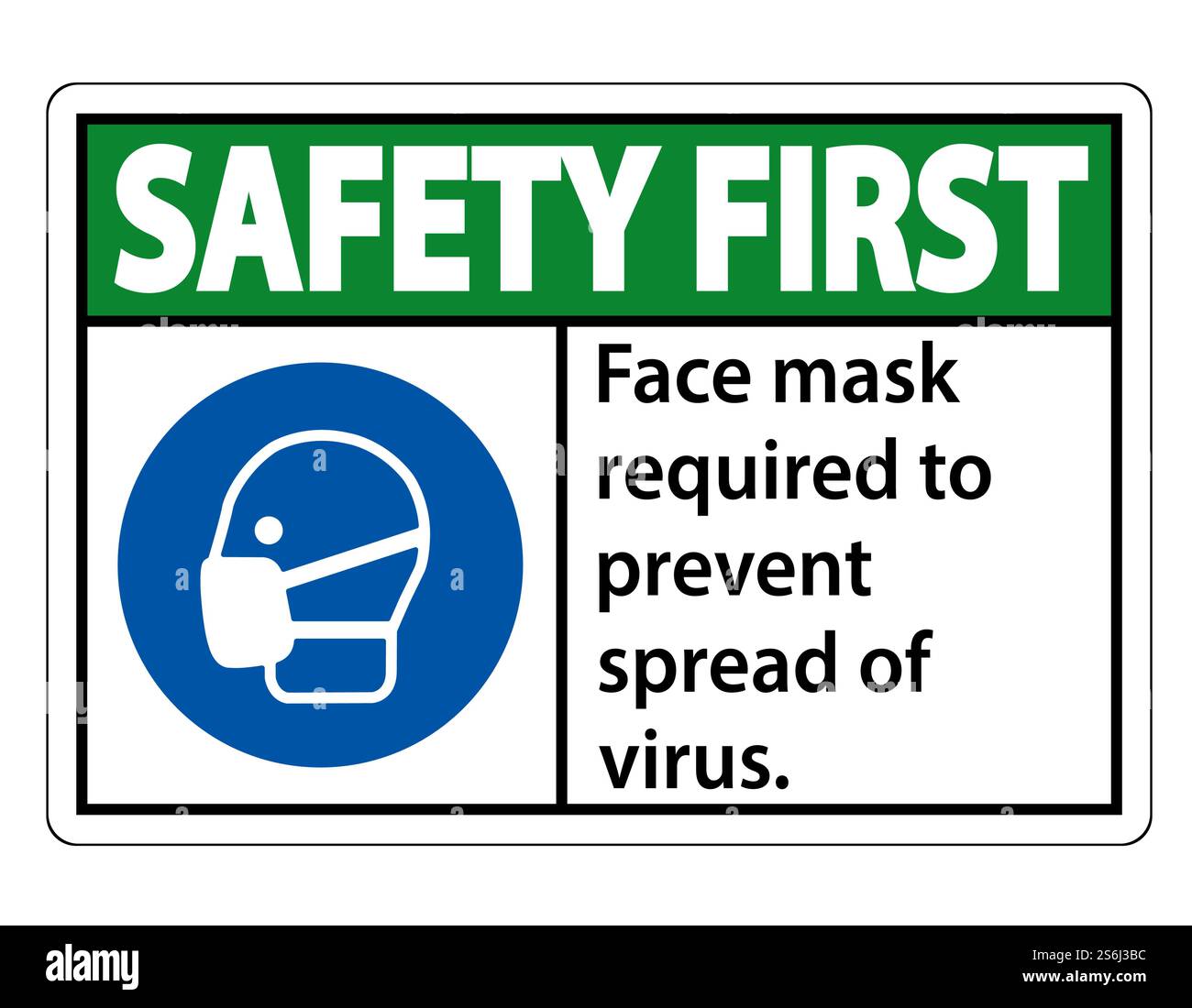Safety First Face mask required to prevent spread of virus sign on ...
