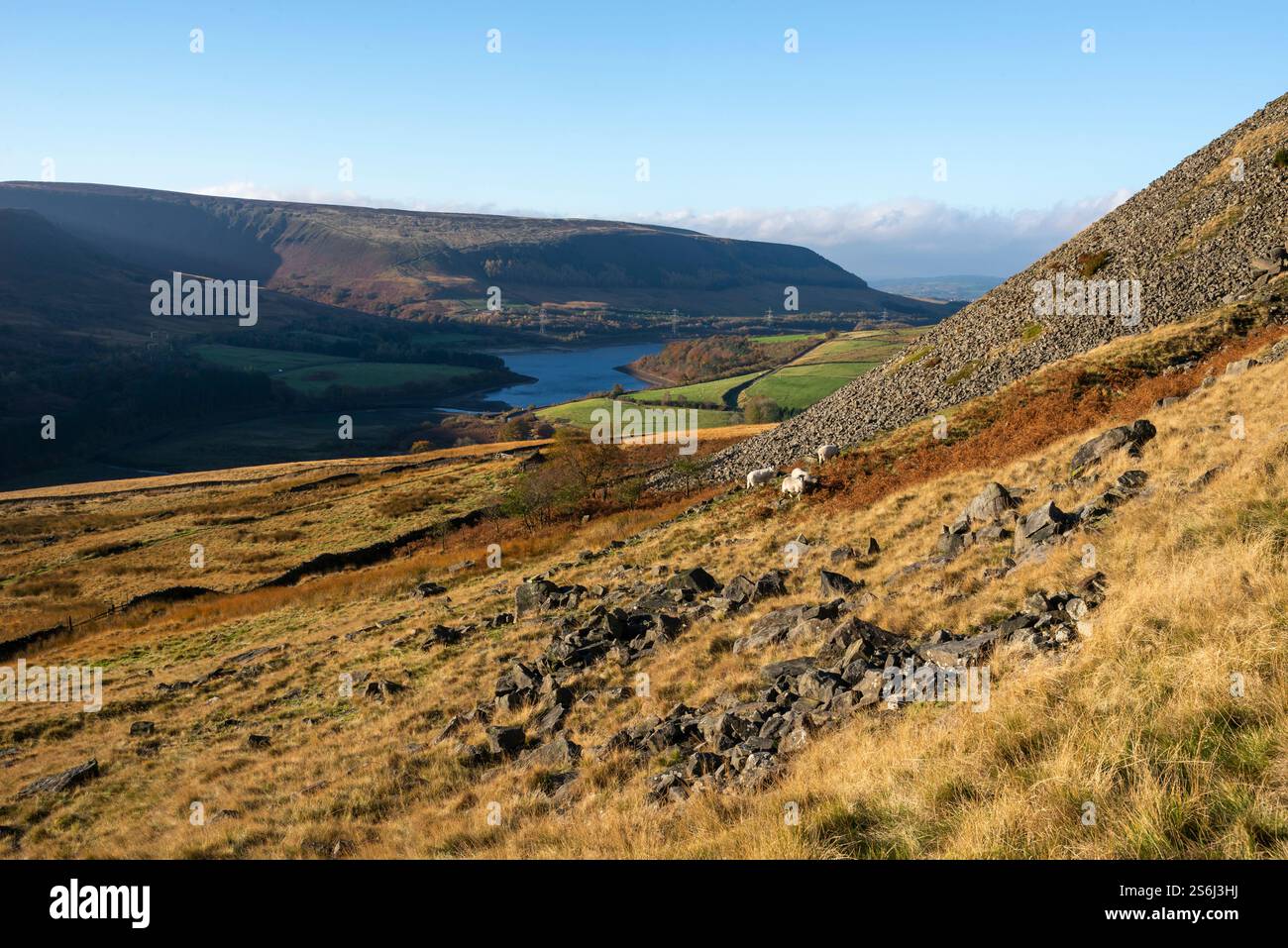 Loftend Quarry high above the Longdendale Valley in the north of the ...