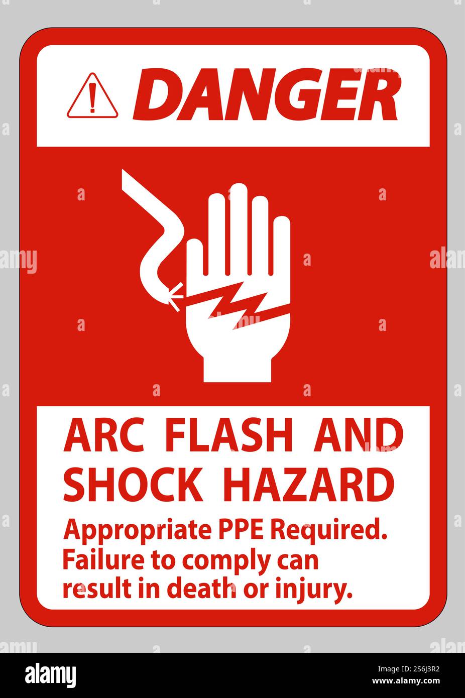 Danger Sign Arc Flash And Shock Hazard Appropriate PPE Required Stock ...