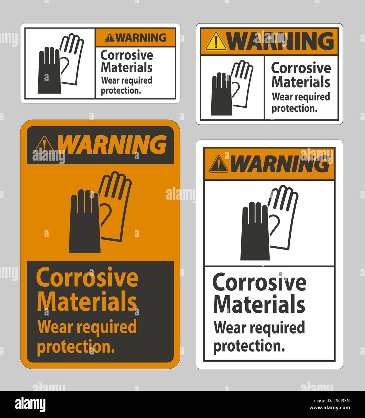 Warning Sign Corrosive Materials, Wear Required Protection Stock Vector ...
