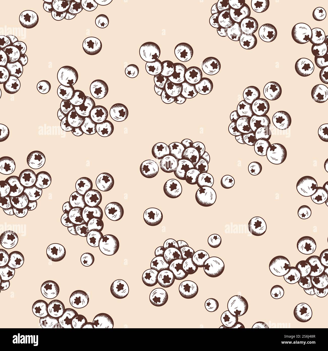 Seamles Pattern Of Blueberry. Hand Drawn Sketch. Retro Vintage Design ...