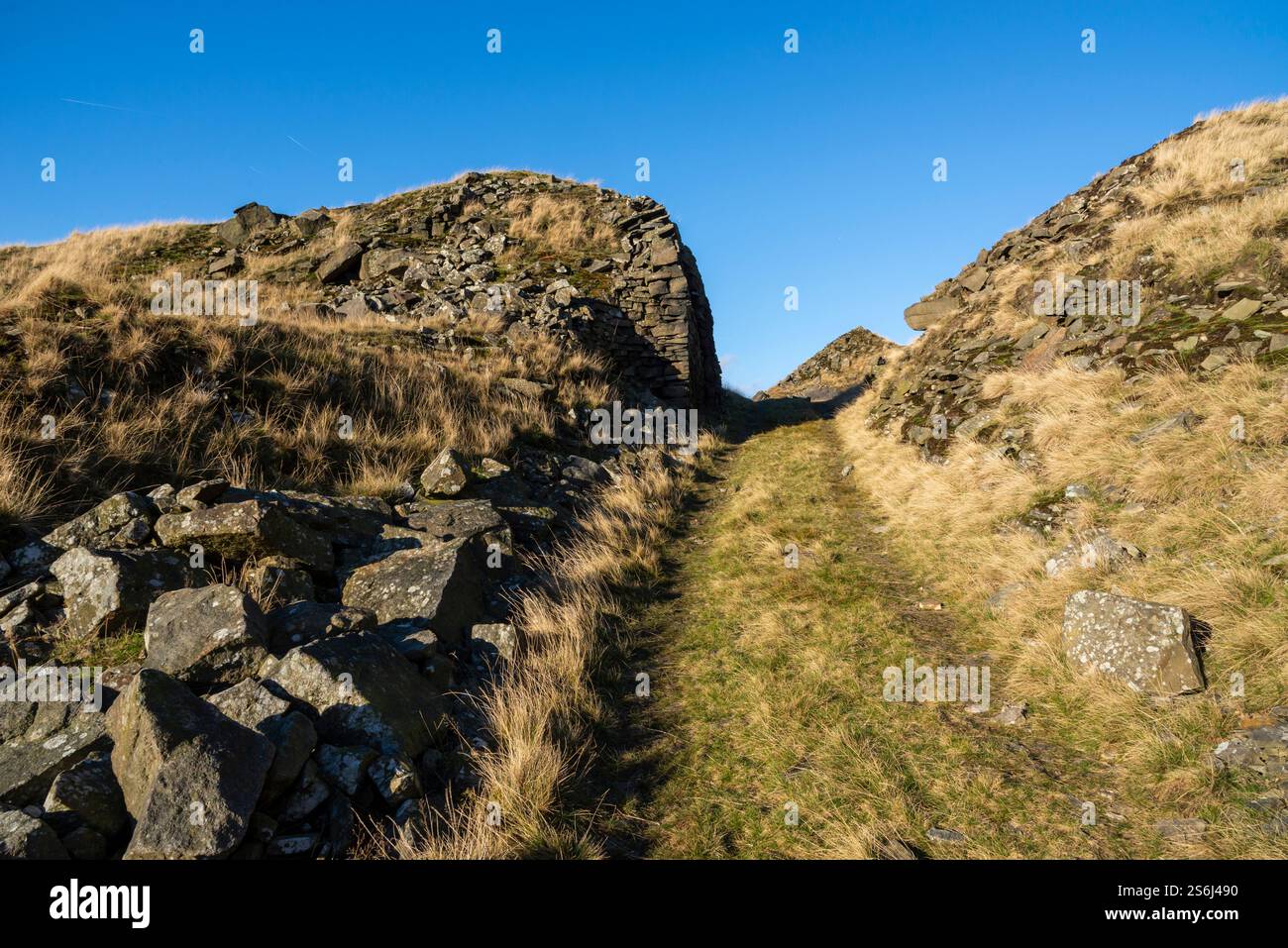 Loftend Quarry high above the Longdendale Valley in the north of the ...