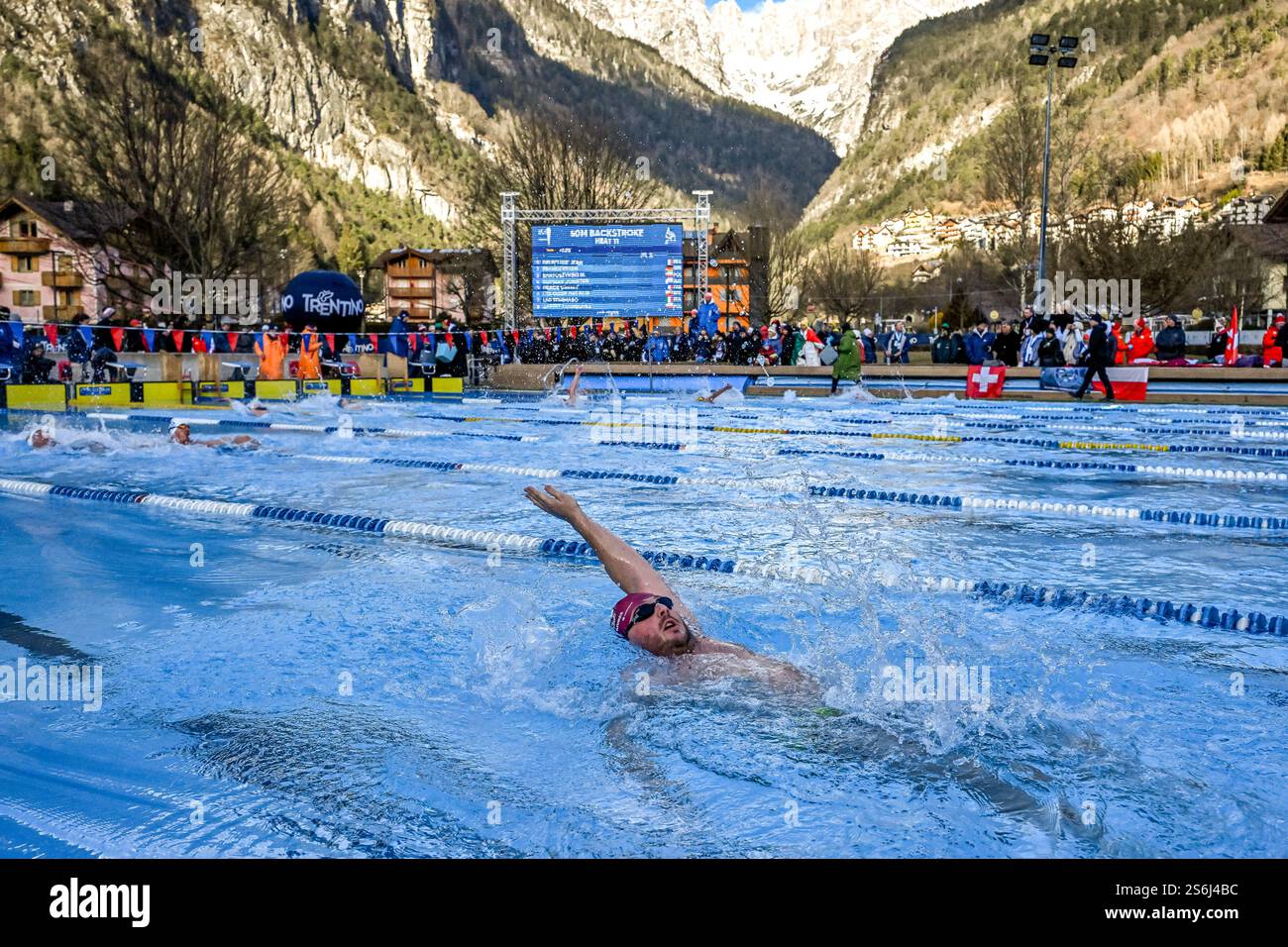 Athletes compete in the 50m Backstroke Men Heats during the IISA 6th ...