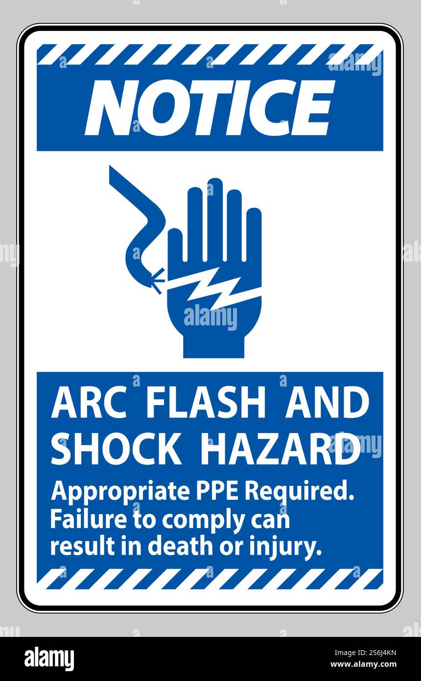 Notice Sign Arc Flash And Shock Hazard Appropriate PPE Required Stock ...