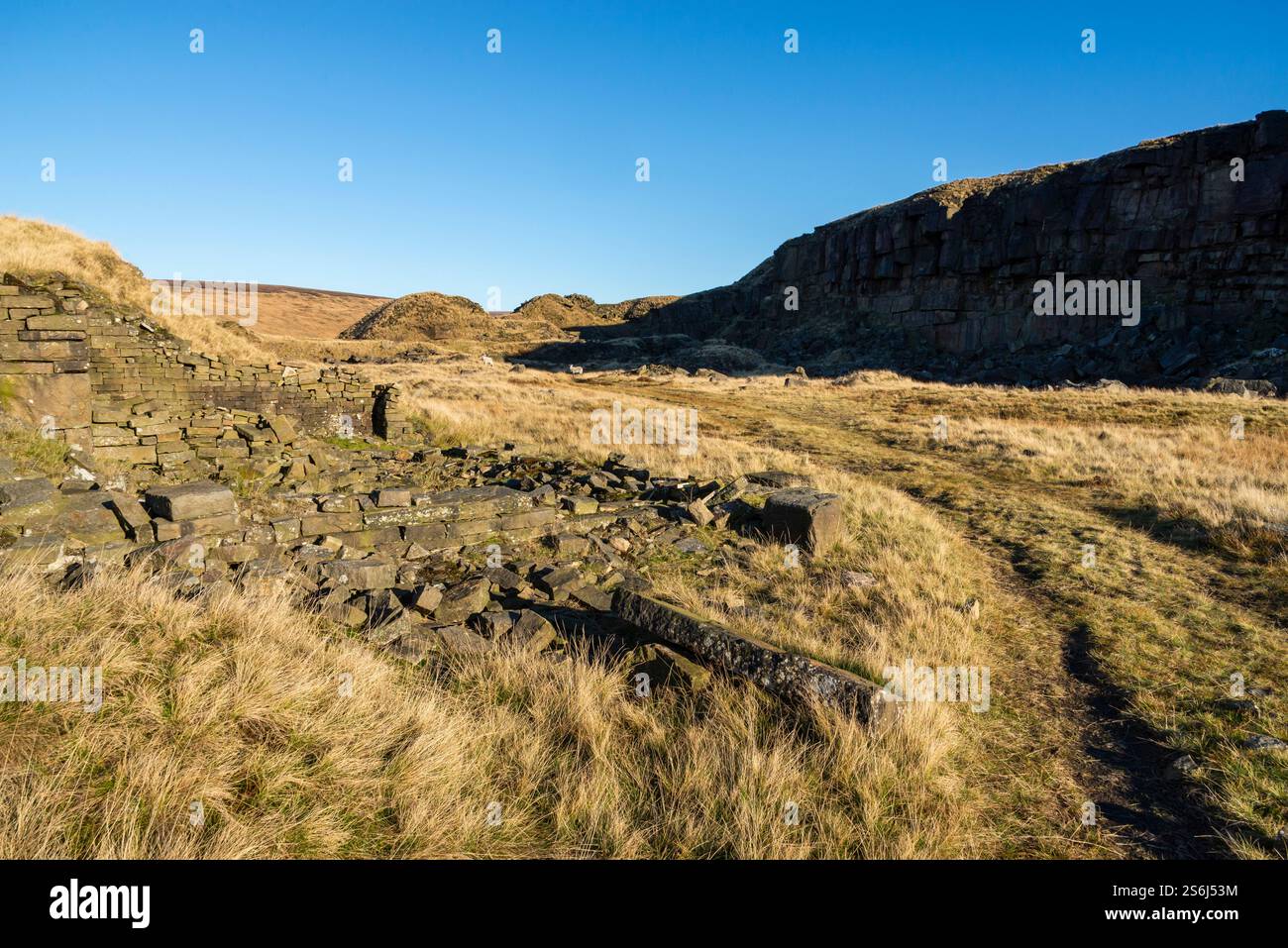 Loftend Quarry high above the Longdendale Valley in the north of the ...
