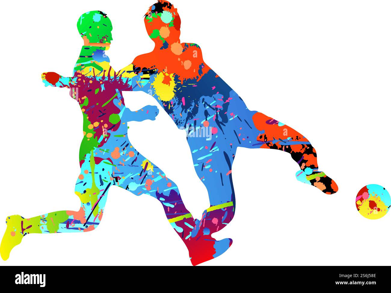 Soccer (football) player silhouette. Color grunge design with blob ...