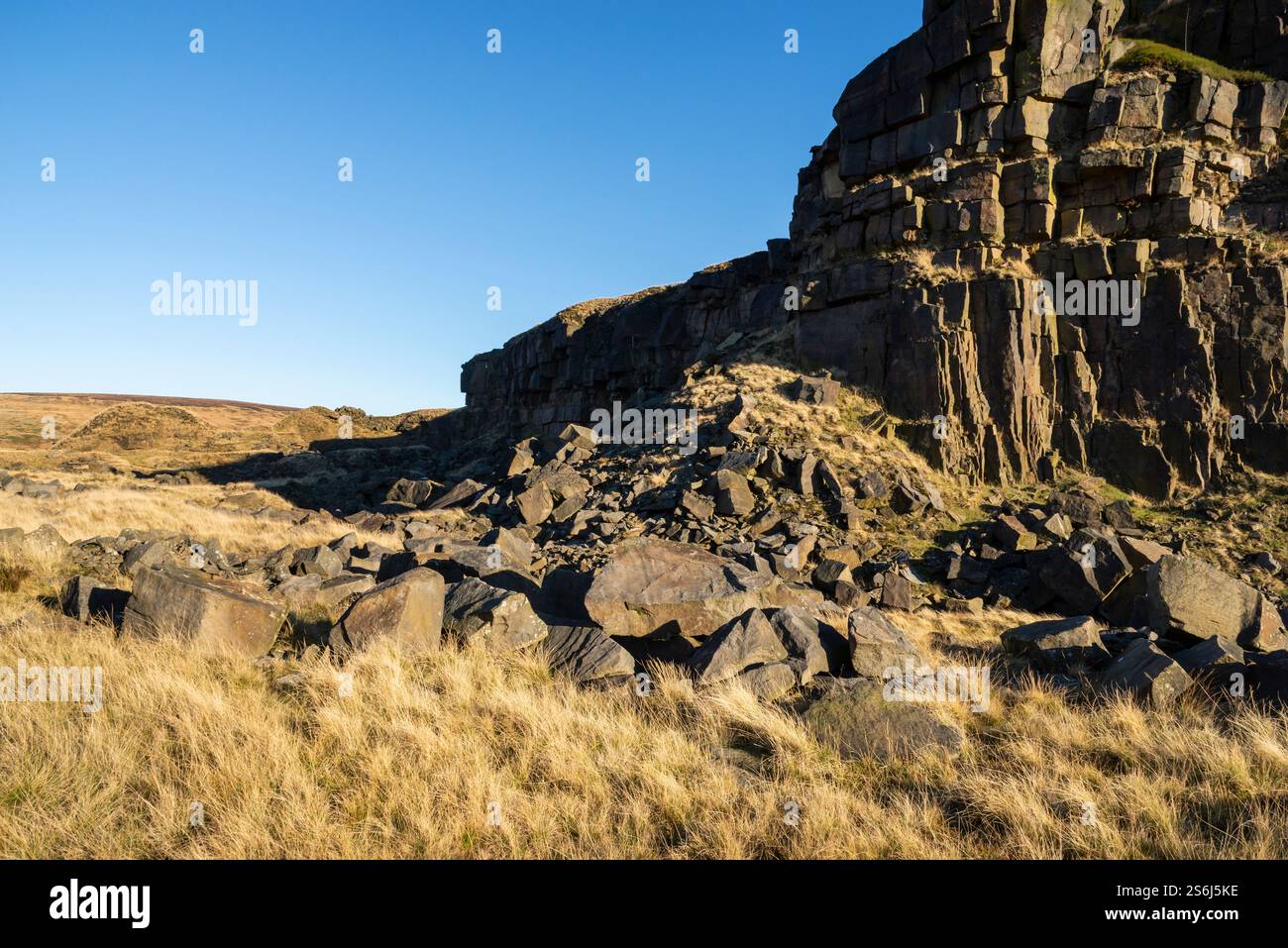 Loftend Quarry high above the Longdendale Valley in the north of the ...